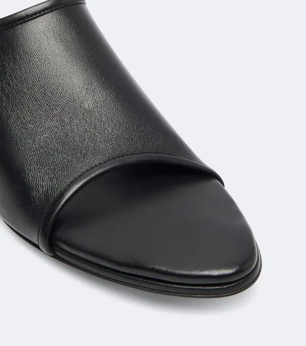 CHRISTEN Stretch Leather Wedge Mules - Black
