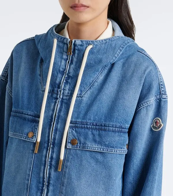 Moncler Layered Denim Down Jacket