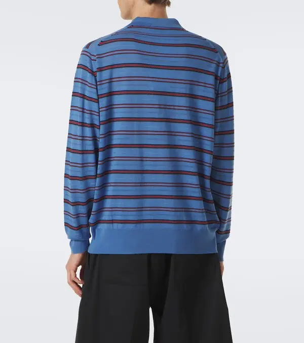 WALES BONNER Beam Striped Wool Polo Sweater