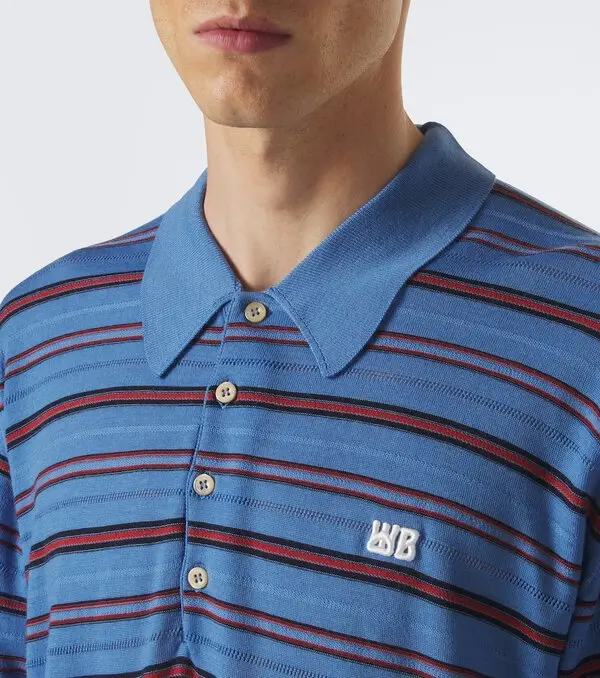 WALES BONNER Beam Striped Wool Polo Sweater
