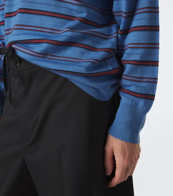 WALES BONNER Beam Striped Wool Polo Sweater