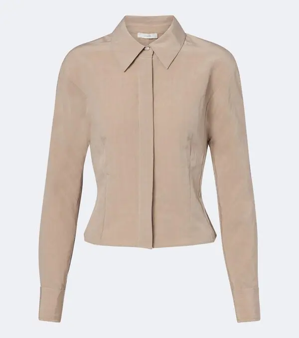 Vince Gathered Lyocell Blend Shirt - Beige