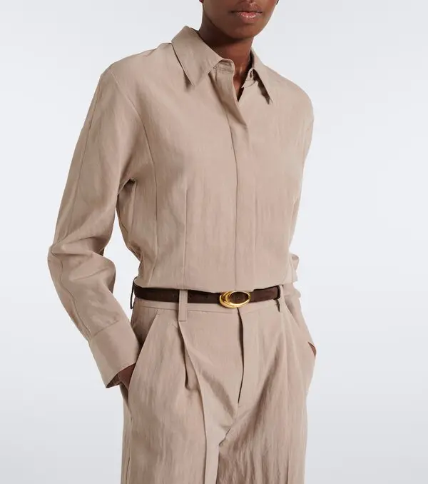Vince Gathered Lyocell Blend Shirt - Beige