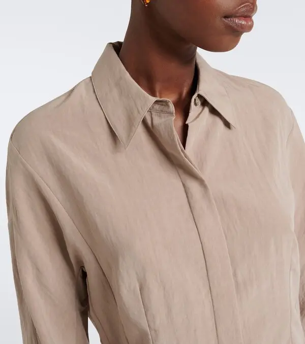 Vince Gathered Lyocell Blend Shirt - Beige