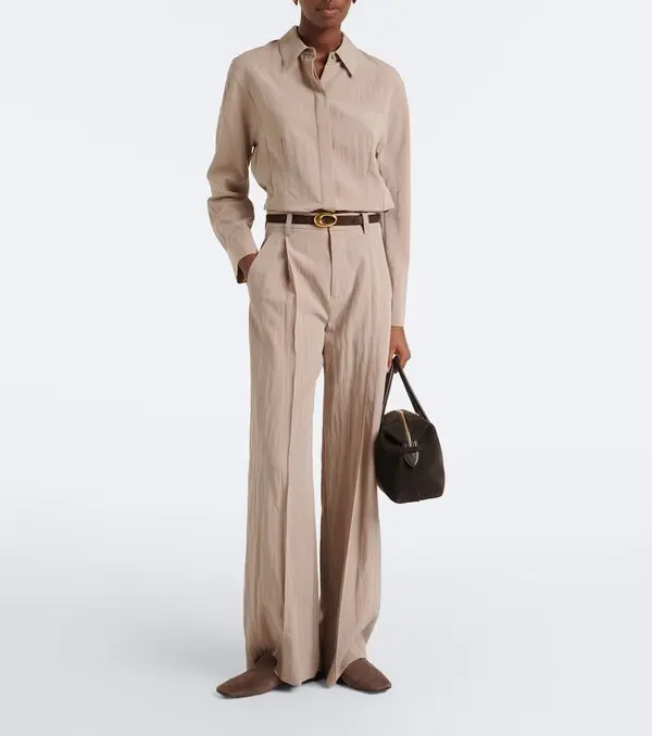 Vince Gathered Lyocell Blend Shirt - Beige