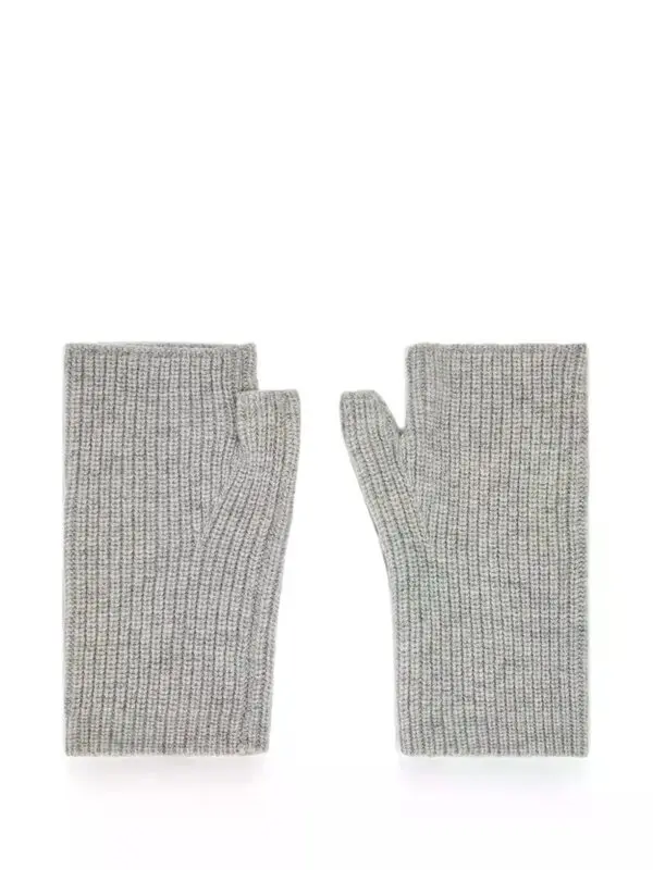 MOORER Ribbed-knit Fingerless Gloves - Grey