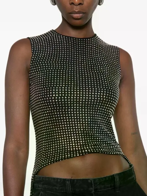 Alexander Wang Crystal-embellished Asymmetric Top
