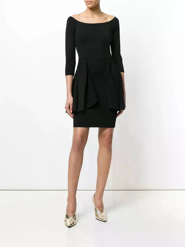 Stella McCartney Scoop Neck 3/4 Sleeve Ruffled Mini Dress