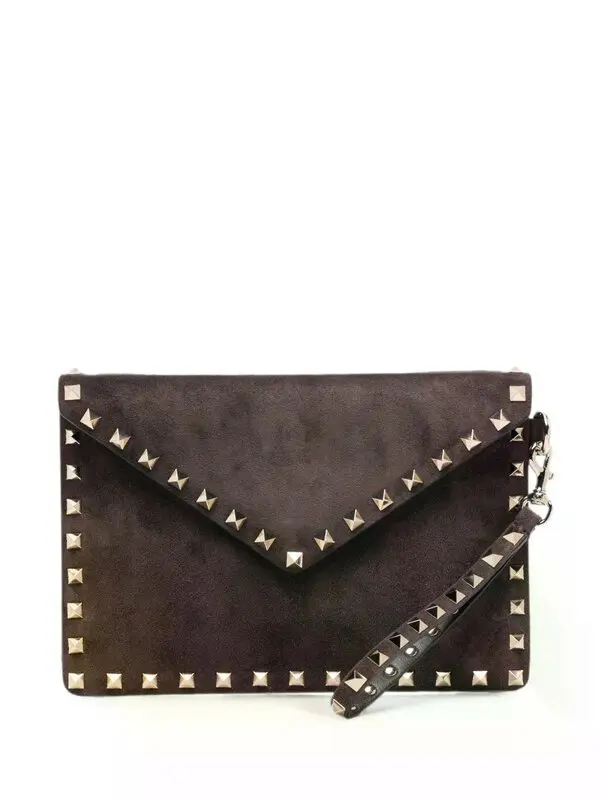 Valentino Garavani Rockstud Envelope Clutch Bag - Brown