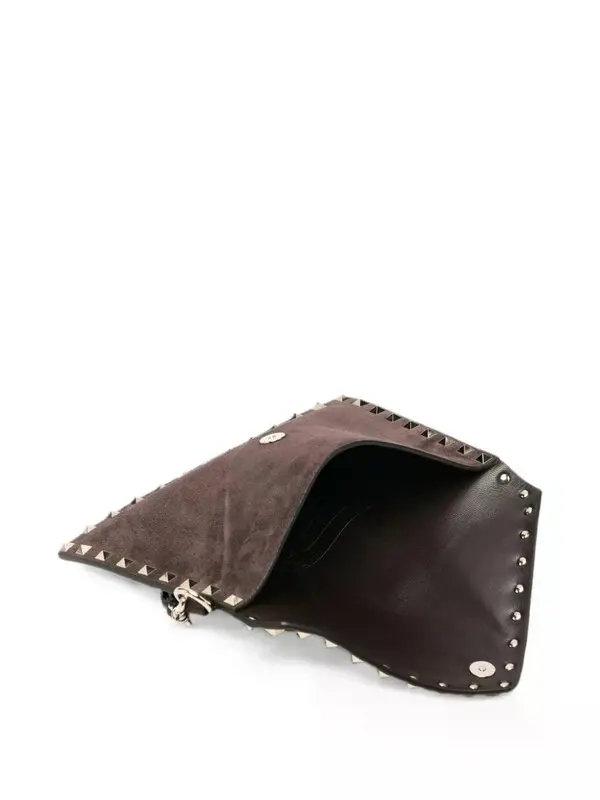Valentino Garavani Rockstud Envelope Clutch Bag - Brown