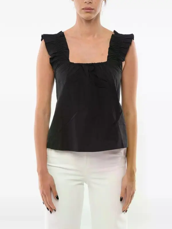 SAMSOE SAMSOE Sleeveless Square Neck Top With Ruffled Detailing - Black