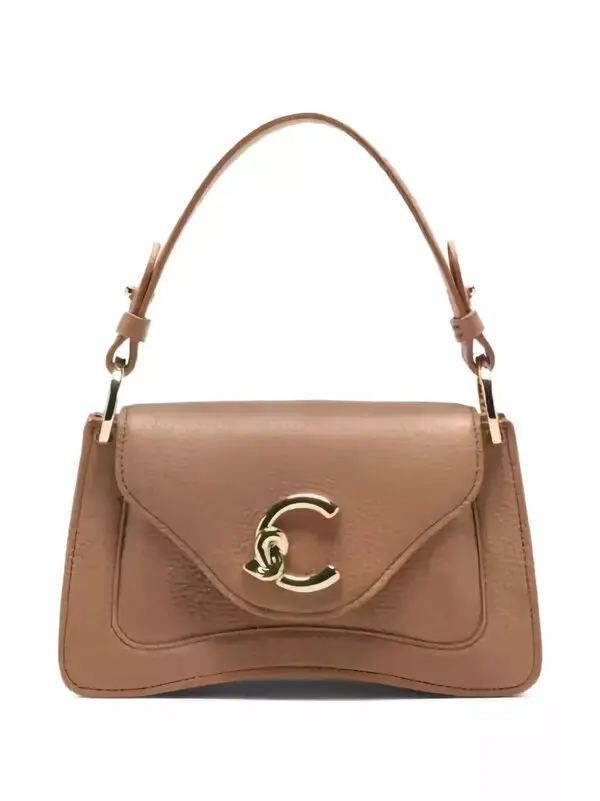 COCCINELLE C-me Logo Plaque Pebbled Leather Tote Bag - Neutrals