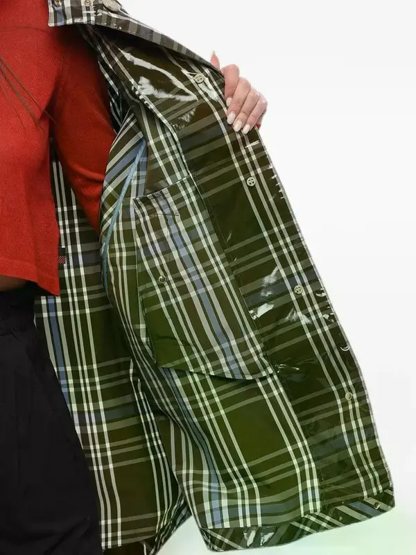 Woolrich Hawthorn Check-pattern Cape With Drawstring Hood