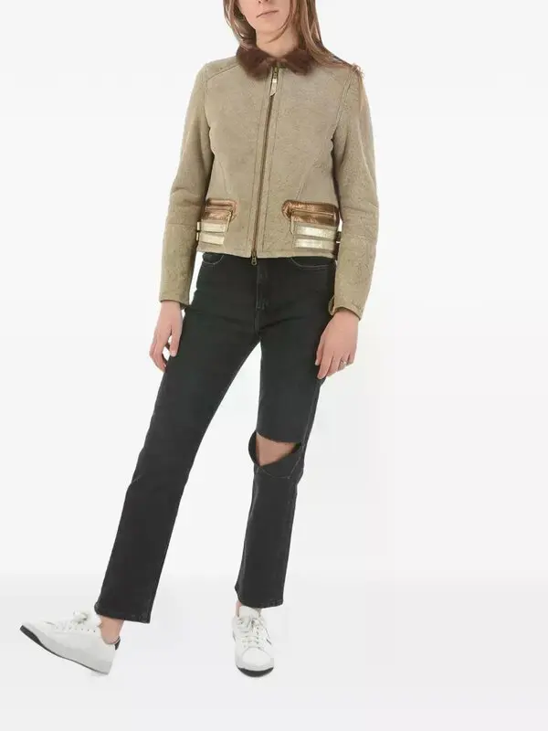 History Repeats Embroidered Shearling Jacket - Neutrals