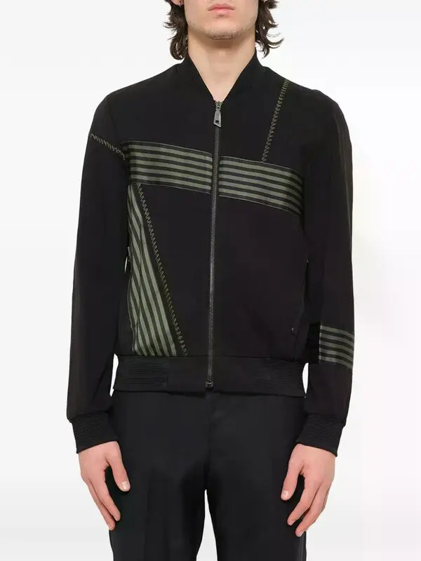 WOOYOUNGMI Striped Panelled Track Jacket - Black