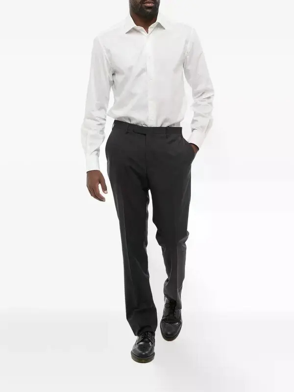 Corneliani Flat-front Wool Trousers - Grey