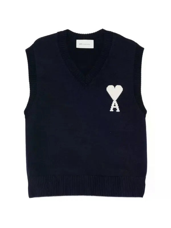 AMI Paris De Coeur V-neck Sweater - Blue