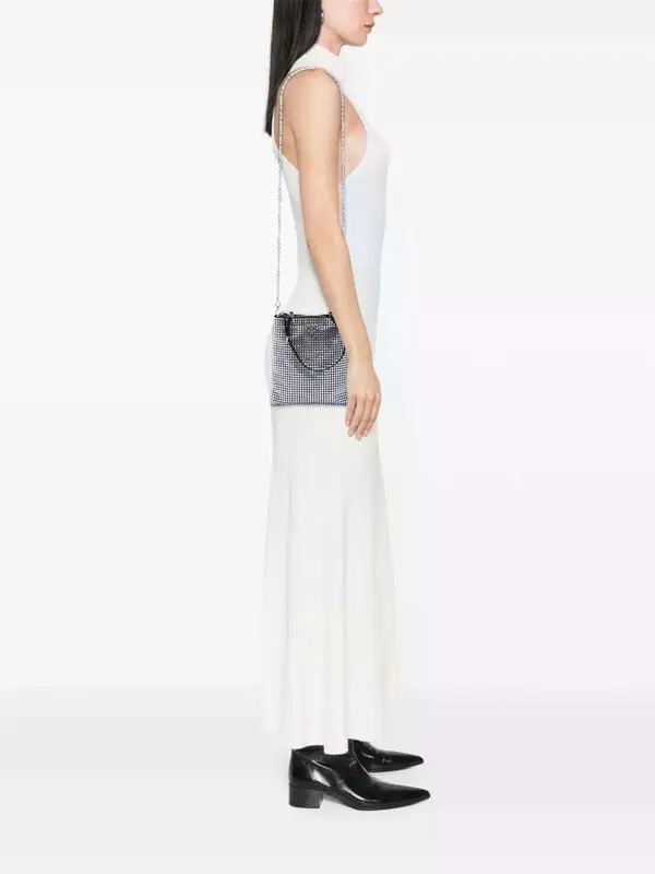 Prada Embellished Crystal Satin Flat Tote Satchel - Black