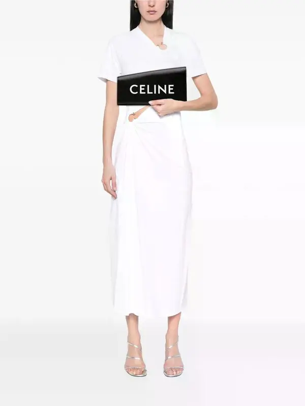 Celine 2022 Leather Asymmetric Logo Clutch Bag - Black