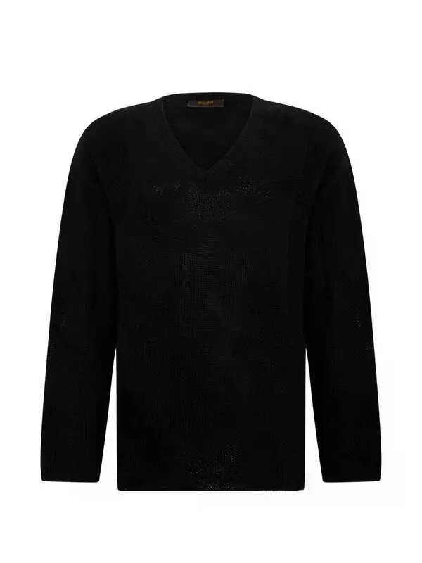 MOORER V-neck Mesh-knit Sweater