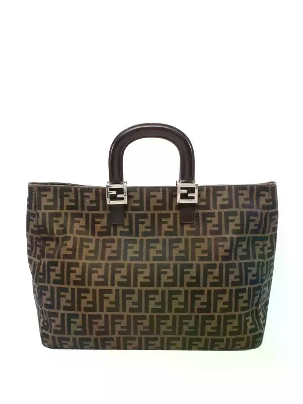 Fendi 2000-2010 Large Zucca Canvas Twins Tote Bag - Brown