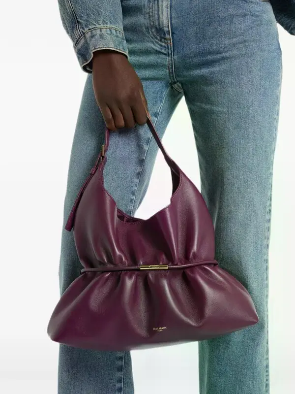 Balmain Sphynx Medium Bag In Smooth Leather - Purple