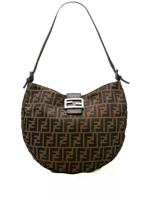 Fendi 2000-2010 Zucca Canvas Croissant Hobo Shoulder Bag - Brown