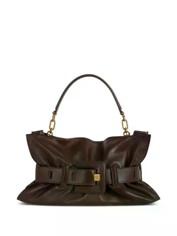 Balmain Anthem Medium Bag In Smooth Leather - Brown