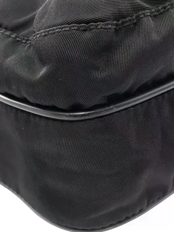 Prada 2013-2026 Saffiano Trimmed Tessuto Zip Top Crossbody Bag - Black