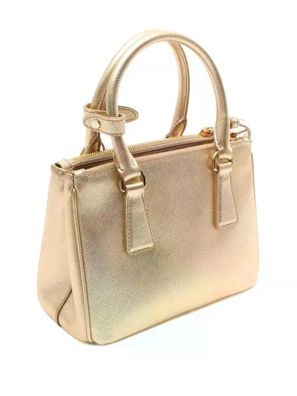 Prada Saffiano Lux Galleria Double Zip Satchel - Gold