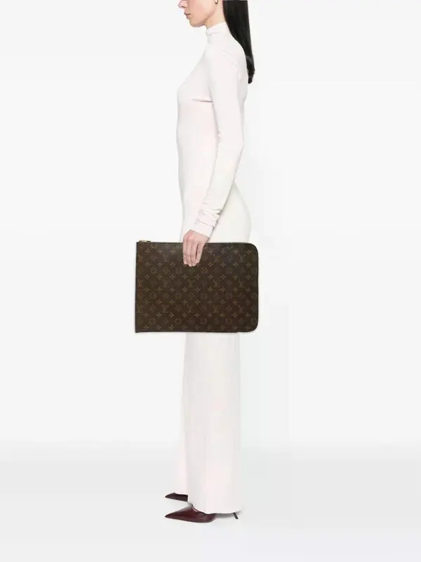 LOUIS VUITTON 1991 Monogram Poche Documents Portfolio Business Bag - Brown