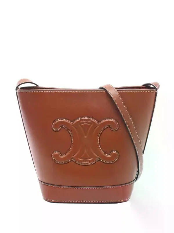 Celine 2000-2026 Small Calfskin Cuir Triomphe Bucket Bag - Brown