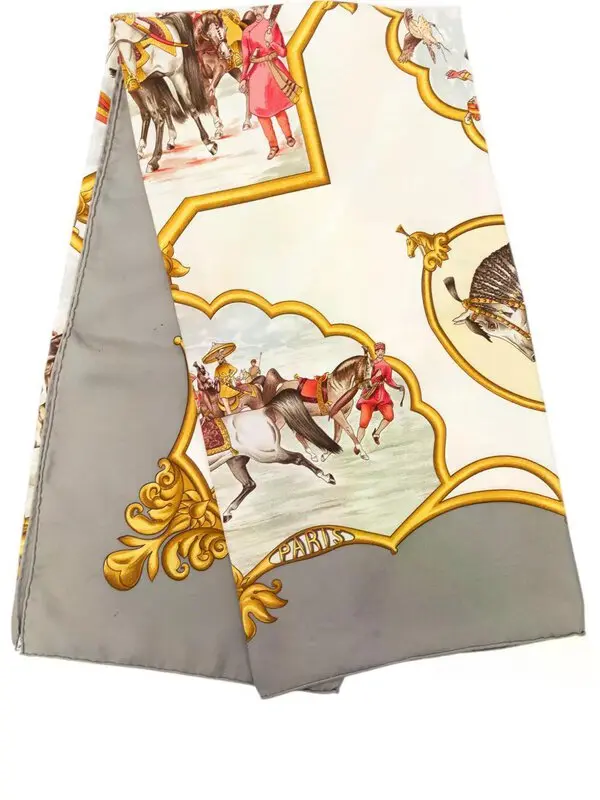 Hermès 20th Century Les Chevaux Des Moghols Silk Scarf 90 Scarves - White