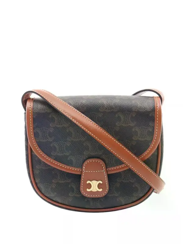 Celine 2020-2022 Mini Triomphe Coated Canvas Besace Crossbody Bag - Brown