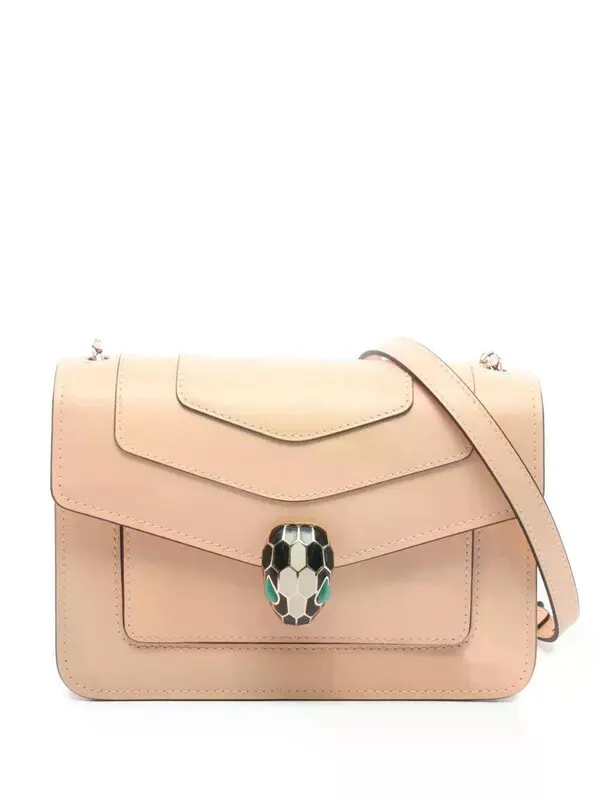 BVLGARI 2010-2026 Small Leather Square Serpenti Forever Chain Crossbody Bag - Pink