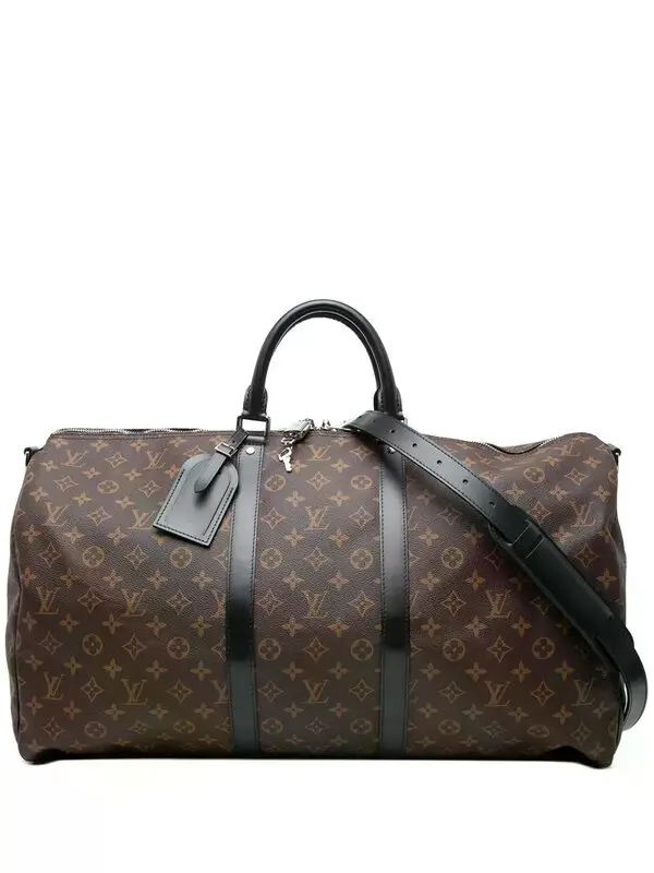 LOUIS VUITTON 2021-2026 Monogram Macassar Keepall Bandouliere 55 Travel Bag - Brown