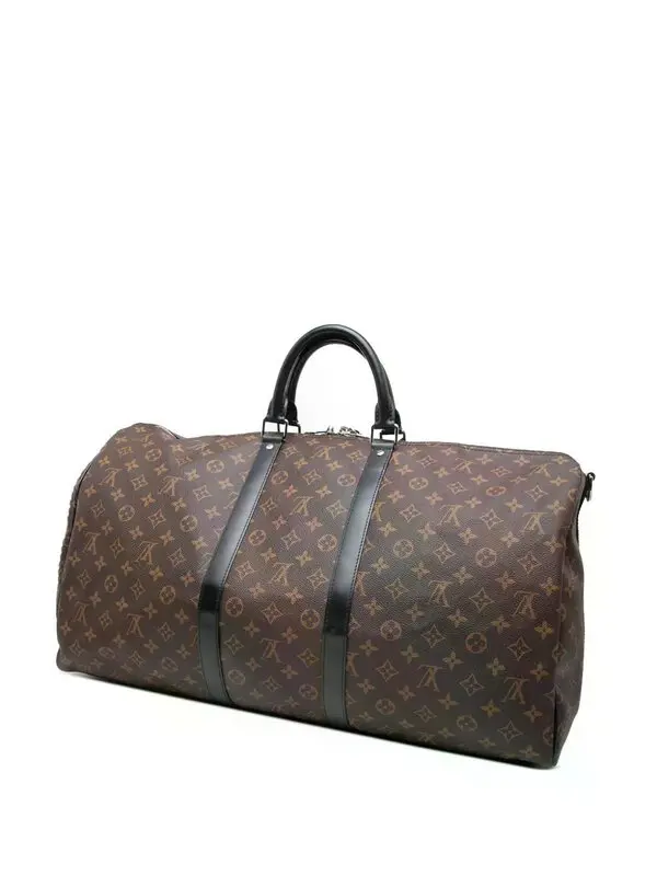 LOUIS VUITTON Monogram Macassar Keepall Bandouliere 55 Travel Bag - Brown