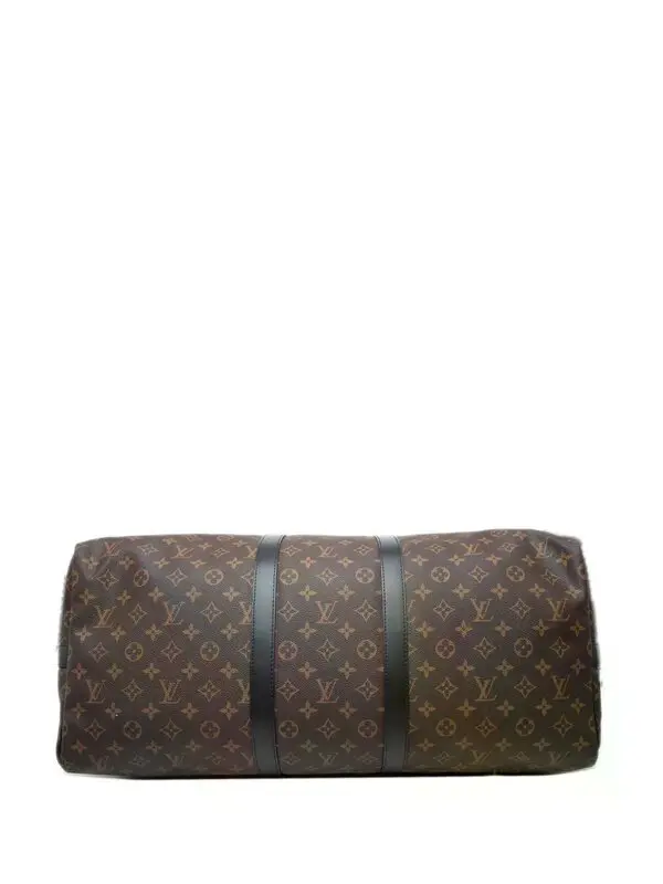 LOUIS VUITTON Monogram Macassar Keepall Bandouliere 55 Travel Bag - Brown