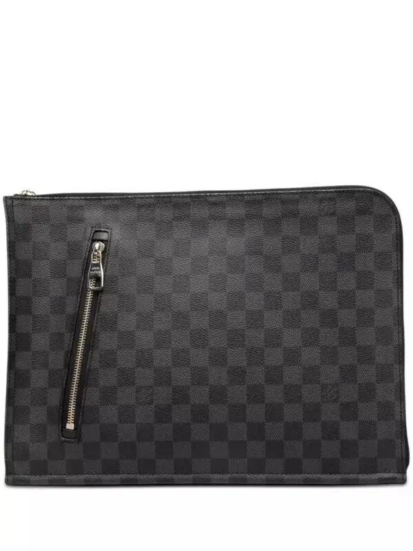 LOUIS VUITTON 2015 Damier Graphite Poche Documents Portfolio Clutch Bag - Black