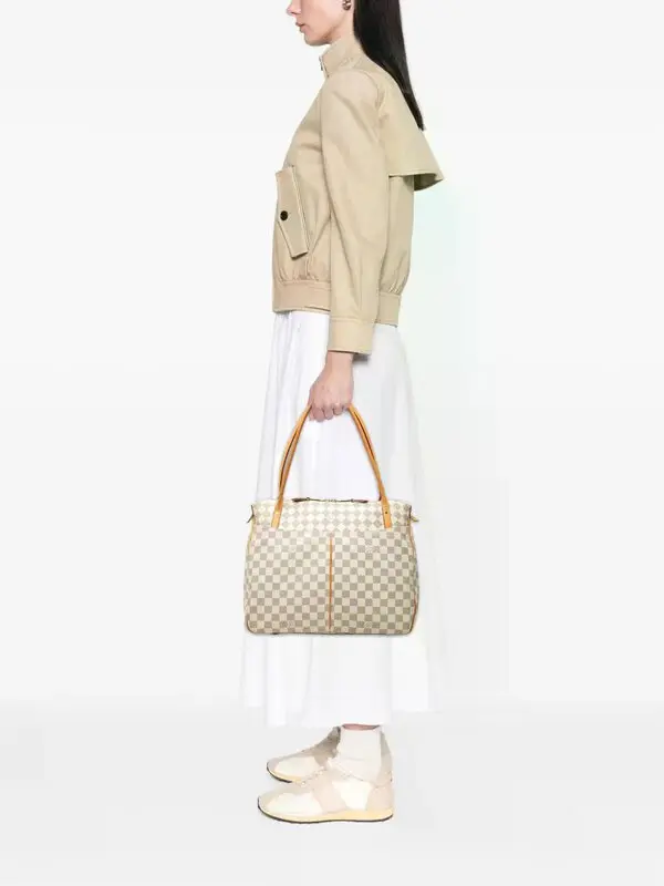 LOUIS VUITTON 2012 Damier Azur Figheri Gm Shoulder Bag - White