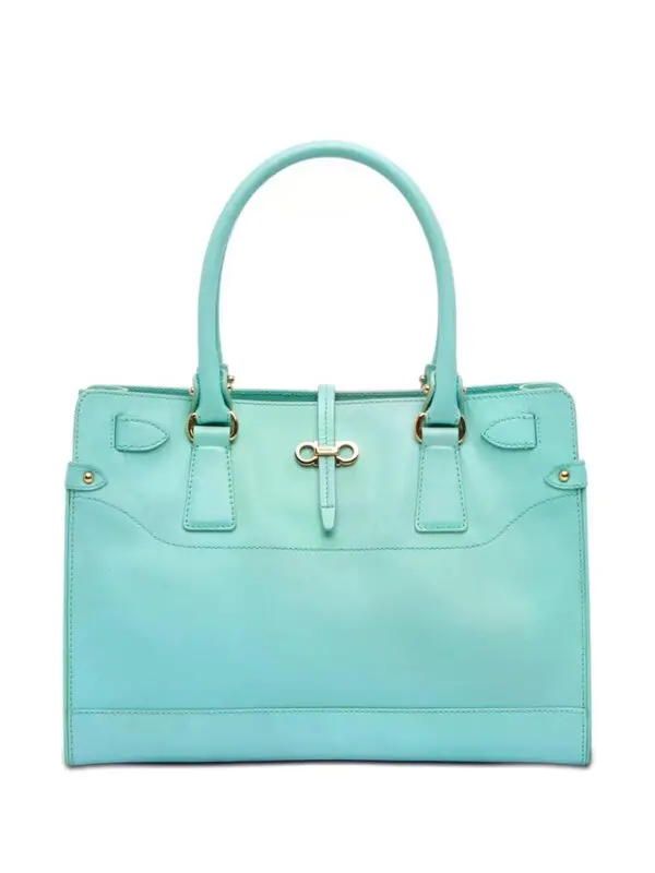 FERRAGAMO 2010-2026 Small Calfskin Briana Tote Bag - Blue