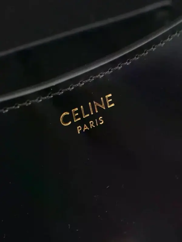 Celine Shiny Calfskin Lola Satchel - Black