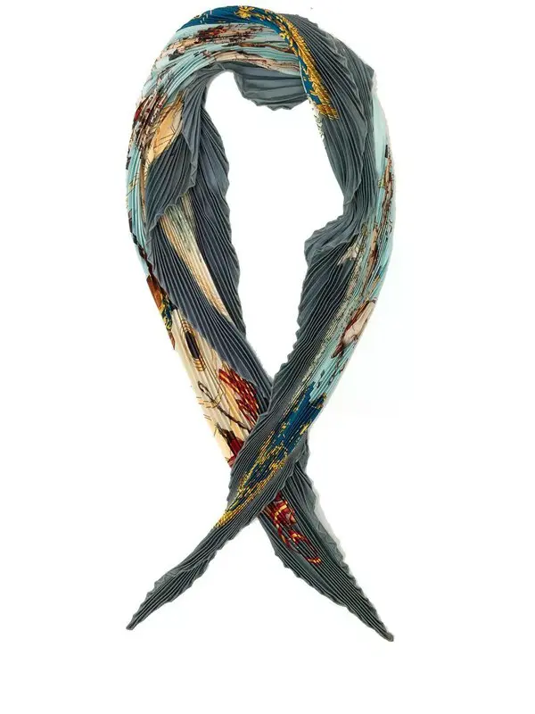 Hermès 2000-2026 Real Escuela Andaluza Del Arte Ecuestre Pleated Silk Scarf Scarves - Blue