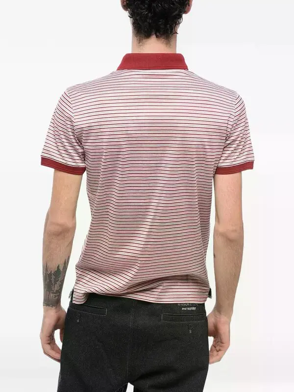 Corneliani Striped Short-sleeve Cotton Polo Shirt