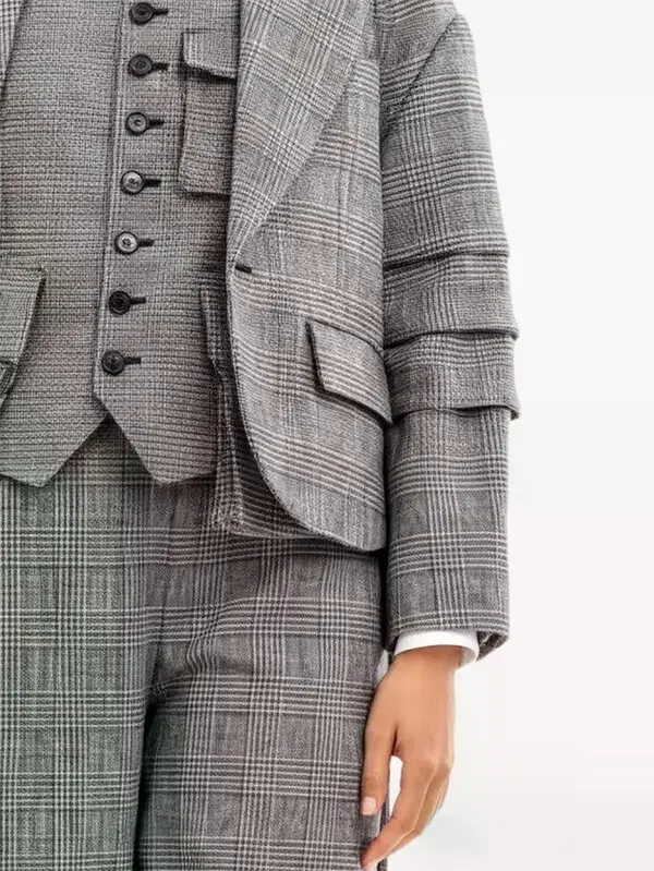 Comme Des Garçons Check Tiered-sleeve Jacket