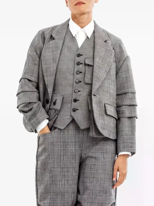 Comme Des Garçons Check Tiered-sleeve Jacket