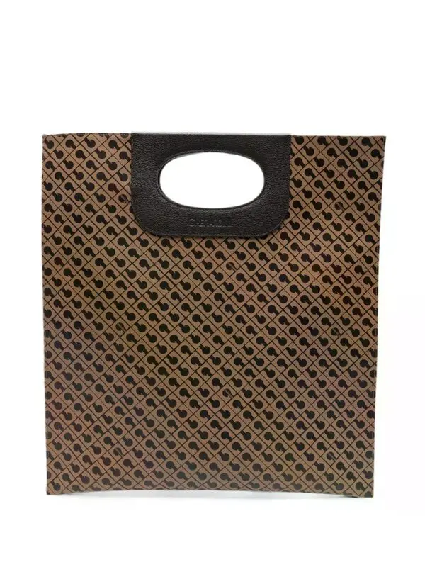 GHERARDINI Logo-print Cut-out Handle Tote Bag - Brown