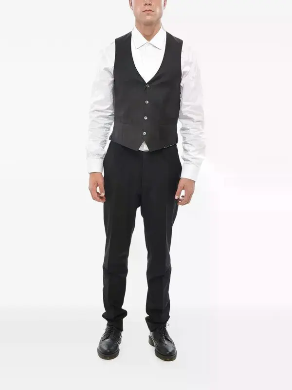 Corneliani Single-breasted Martingale Waistcoat - Black