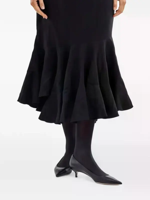 Comme Des Garçons Ruffled Flared Midi Skirt - Black