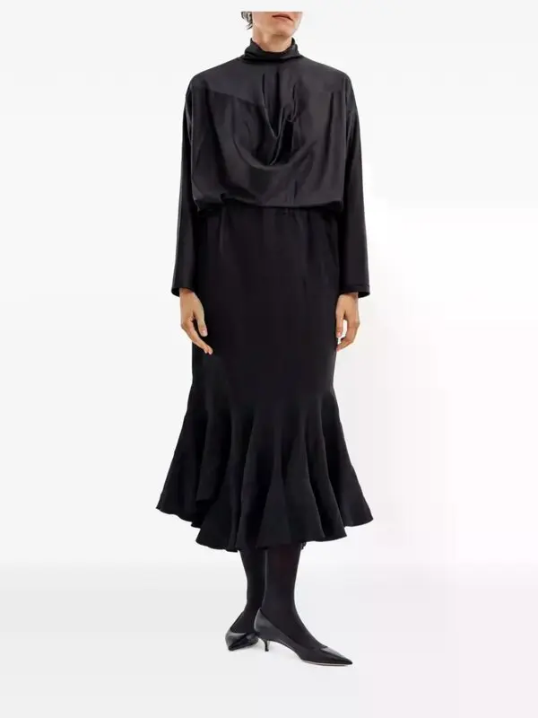 Comme Des Garçons Ruffled Flared Midi Skirt